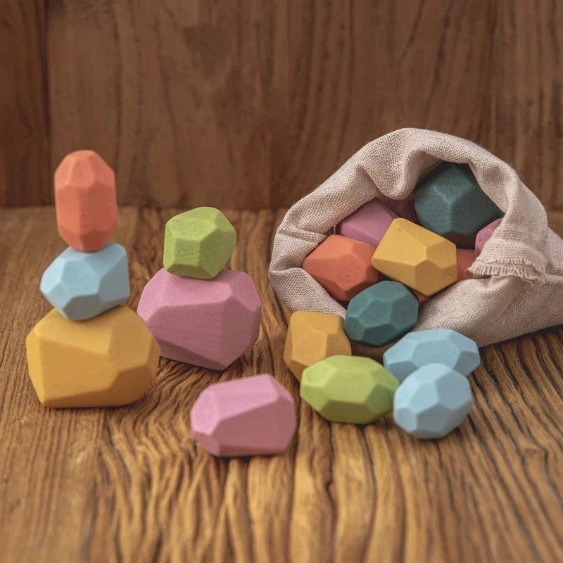 Kids Colorful Wooden Stacker Balancing Building Blocks – MamaToddler
